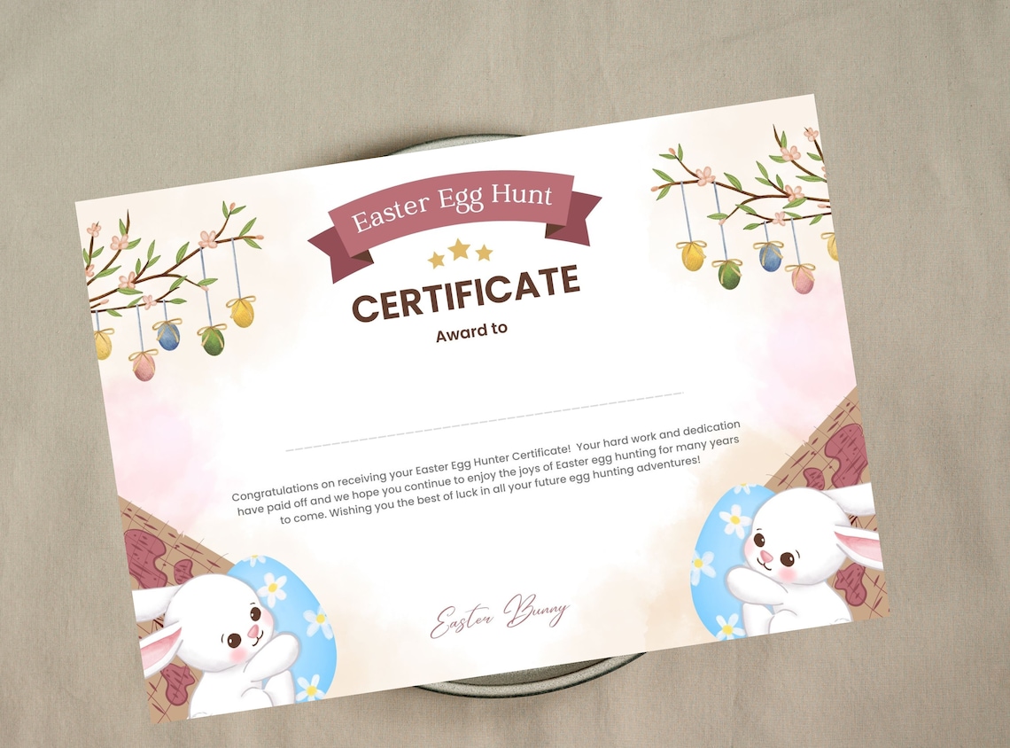 Easter Bunny Certificate Printable Printable Easter Gift - Etsy