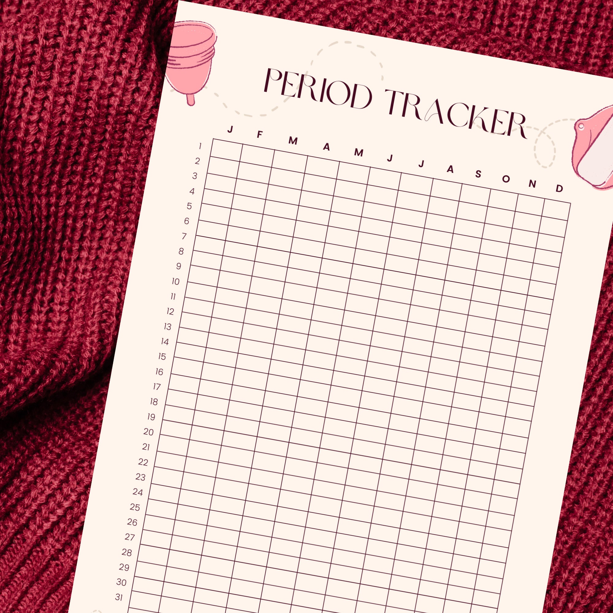 Minimalist Period Tracker: A4 Printable Fertility & Ovulation Log ...