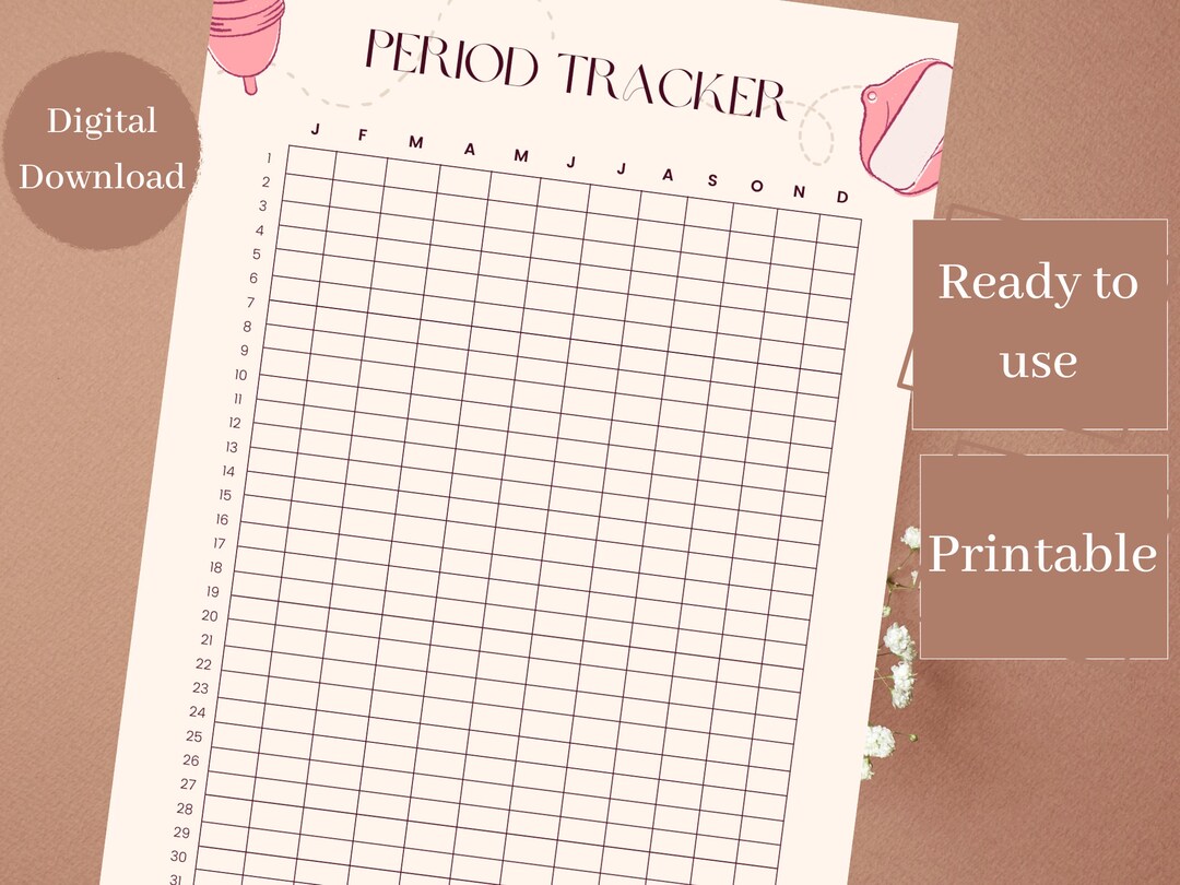 Period Tracker Journal Template Minimalist Period Menstrual Cycle ...