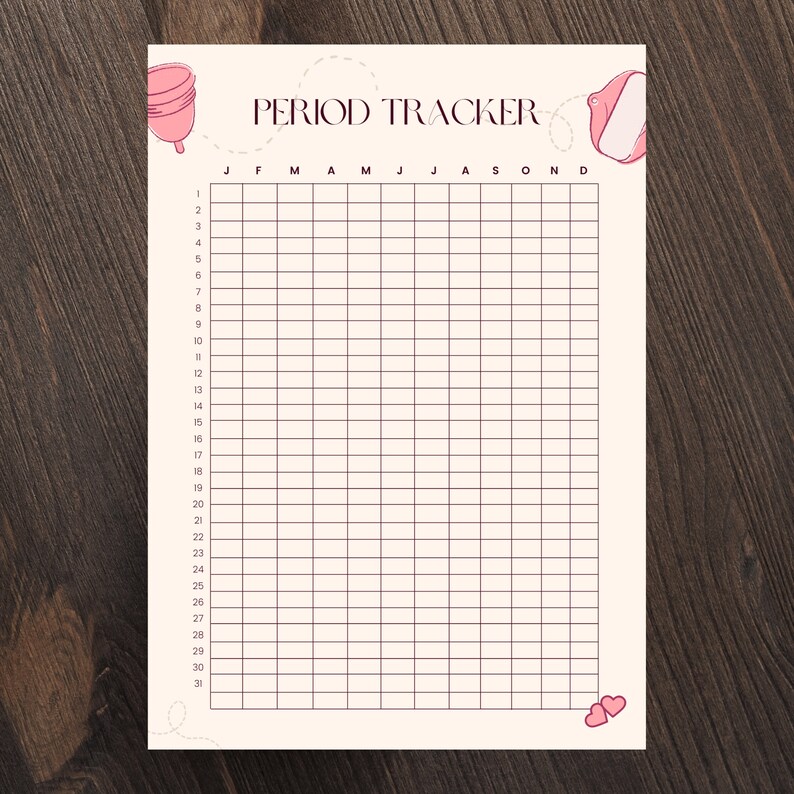 Minimalist Period Tracker: A4 Printable Fertility & Ovulation Log ...