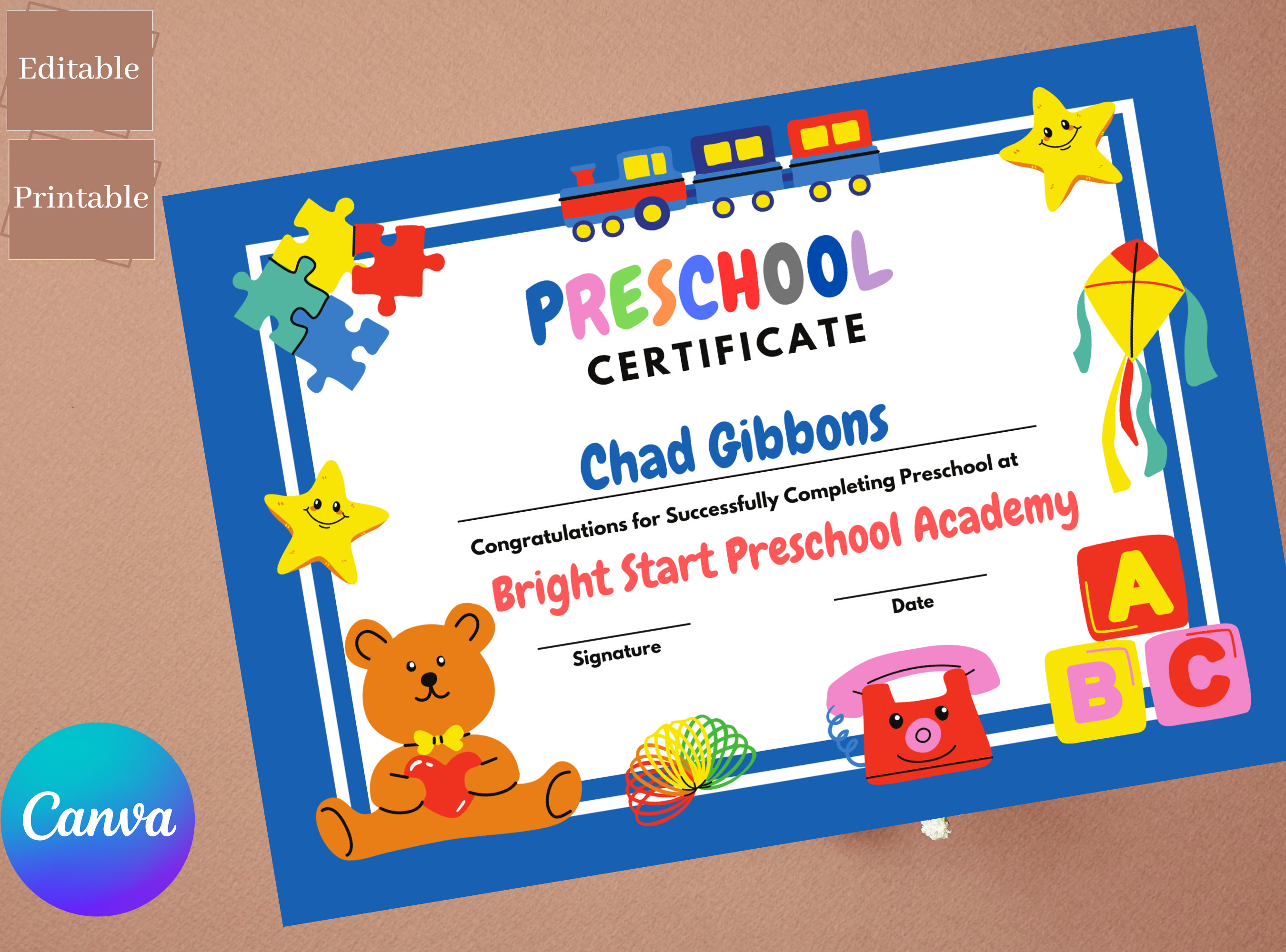 Editable Preschool Diploma Printable School Diploma Certificate School ...