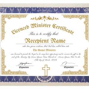 Editable Licensed Minister Certificate Template| Printable Vintage ...