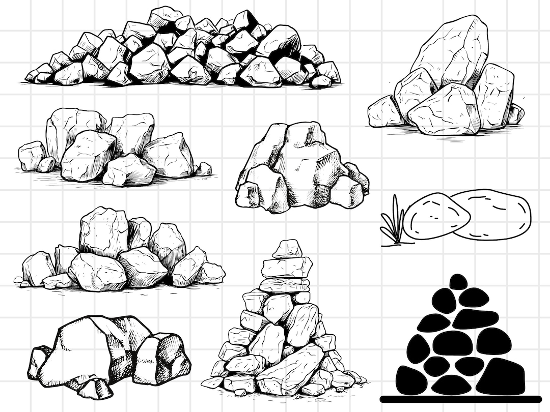 Pile of Rocks Boulder Stone Stack Mound Heap Quarry Png,svg,eps,cricut ...