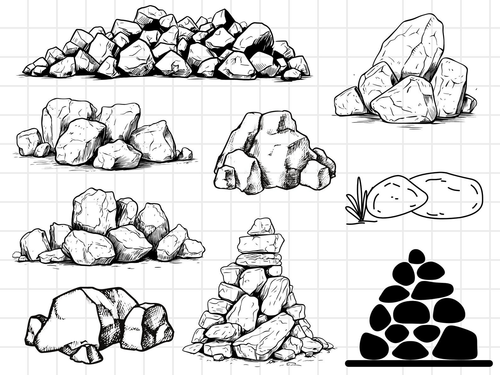 Pile of Rocks Boulder Stone Stack Mound Heap Quarry Png,svg,eps,cricut ...