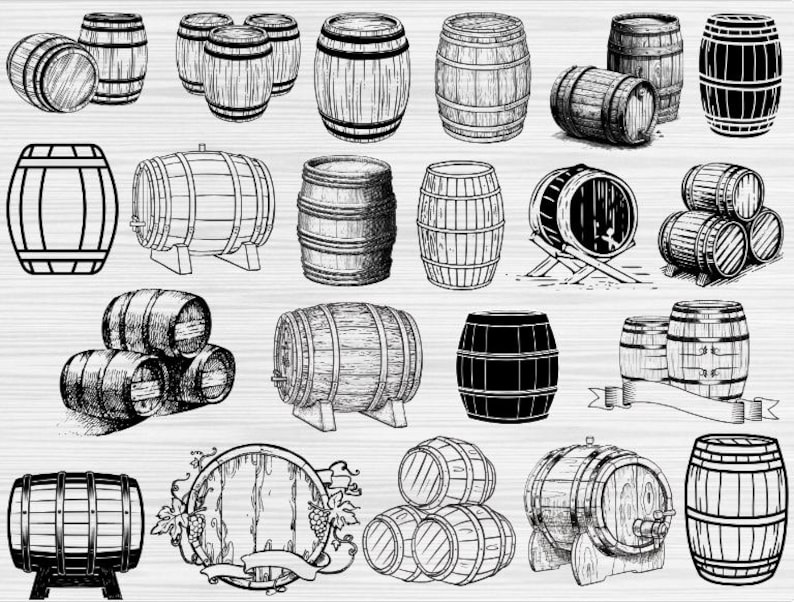 Barrel SVG Bundle, Barrel Vector, Barrel Cut Files, Wood Barrel Svg ...