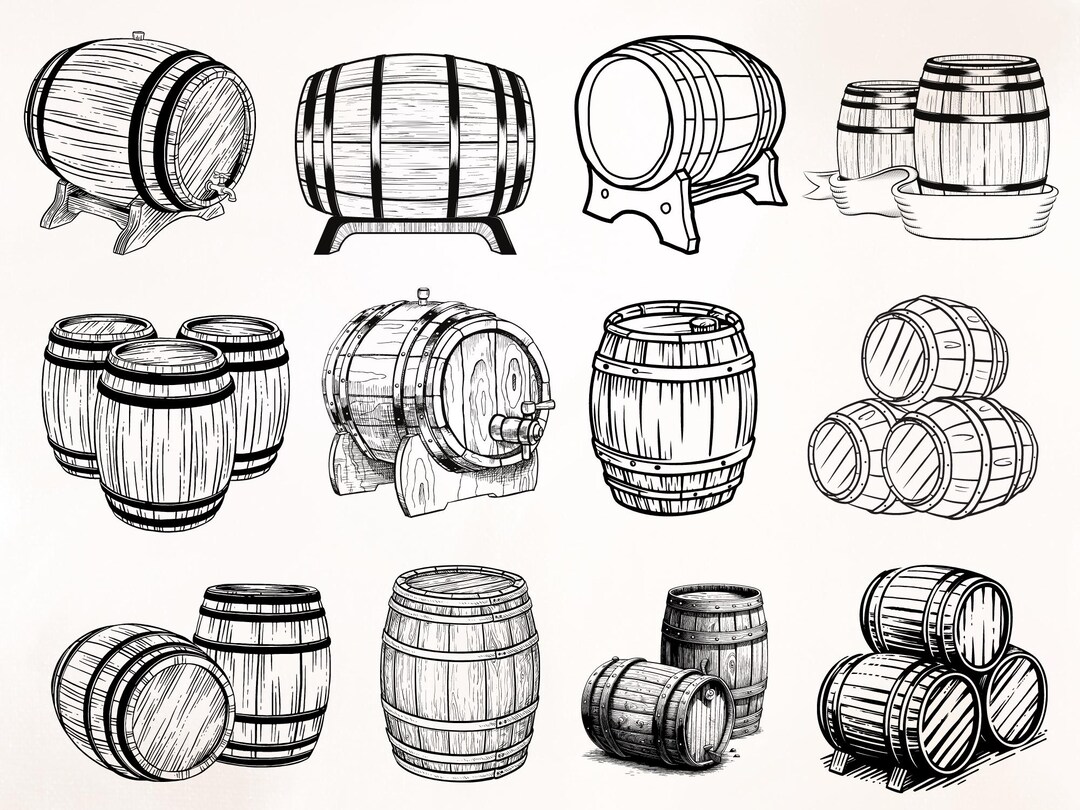 Barrel SVG Bundle, Barrel Clipart, Wooden Barrel Svg, Barrel Silhouette ...