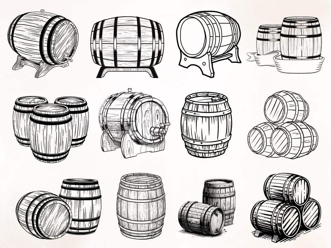 Barrel SVG Bundle, Barrel Clipart, Wooden Barrel Svg, Barrel Silhouette ...