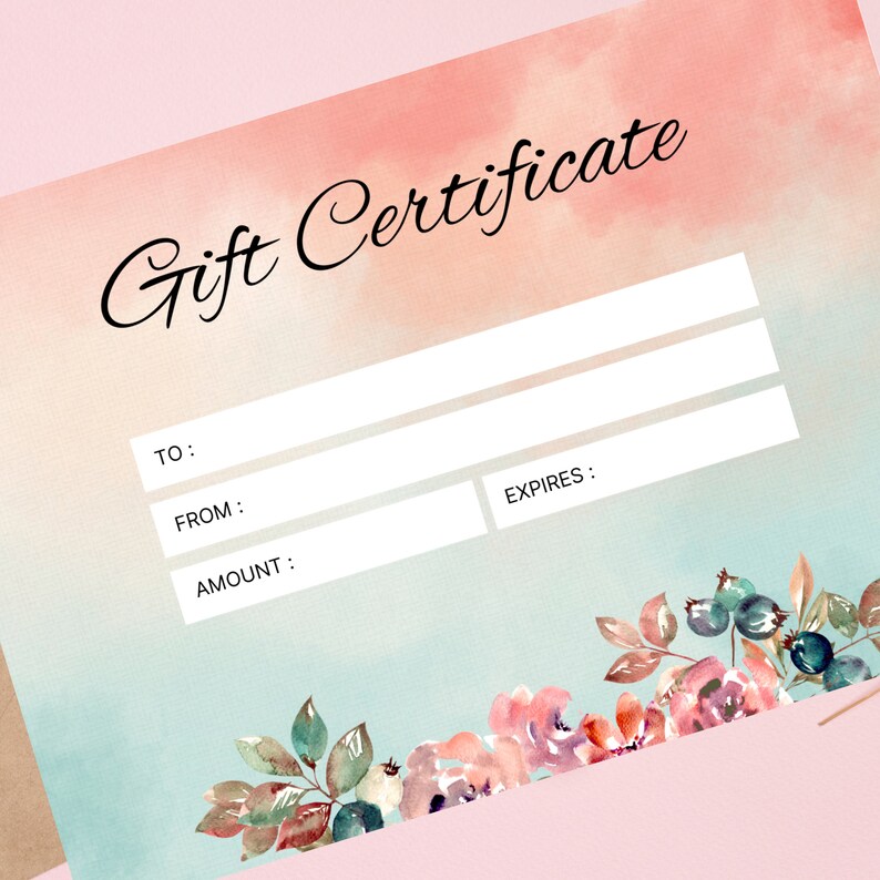 Gift Certificate Template Printable Gift Voucher Template - Etsy