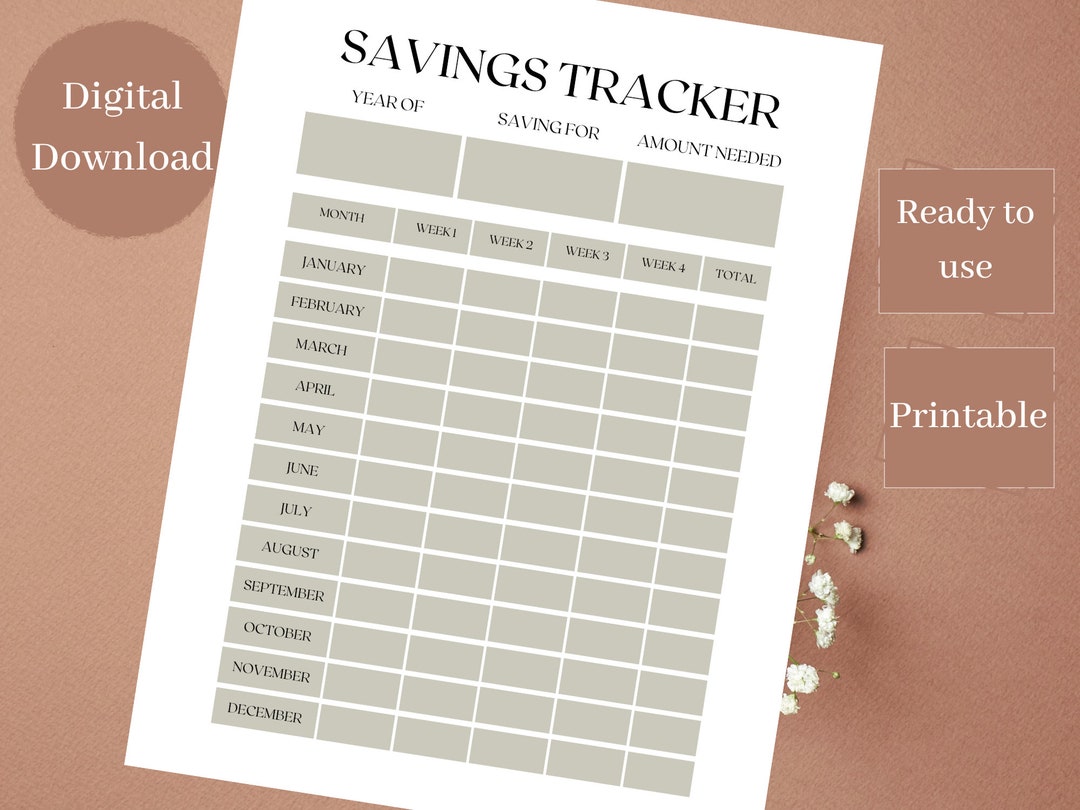 Printable Monthly Budget Planner: Savings Tracker (digital Download) - Etsy