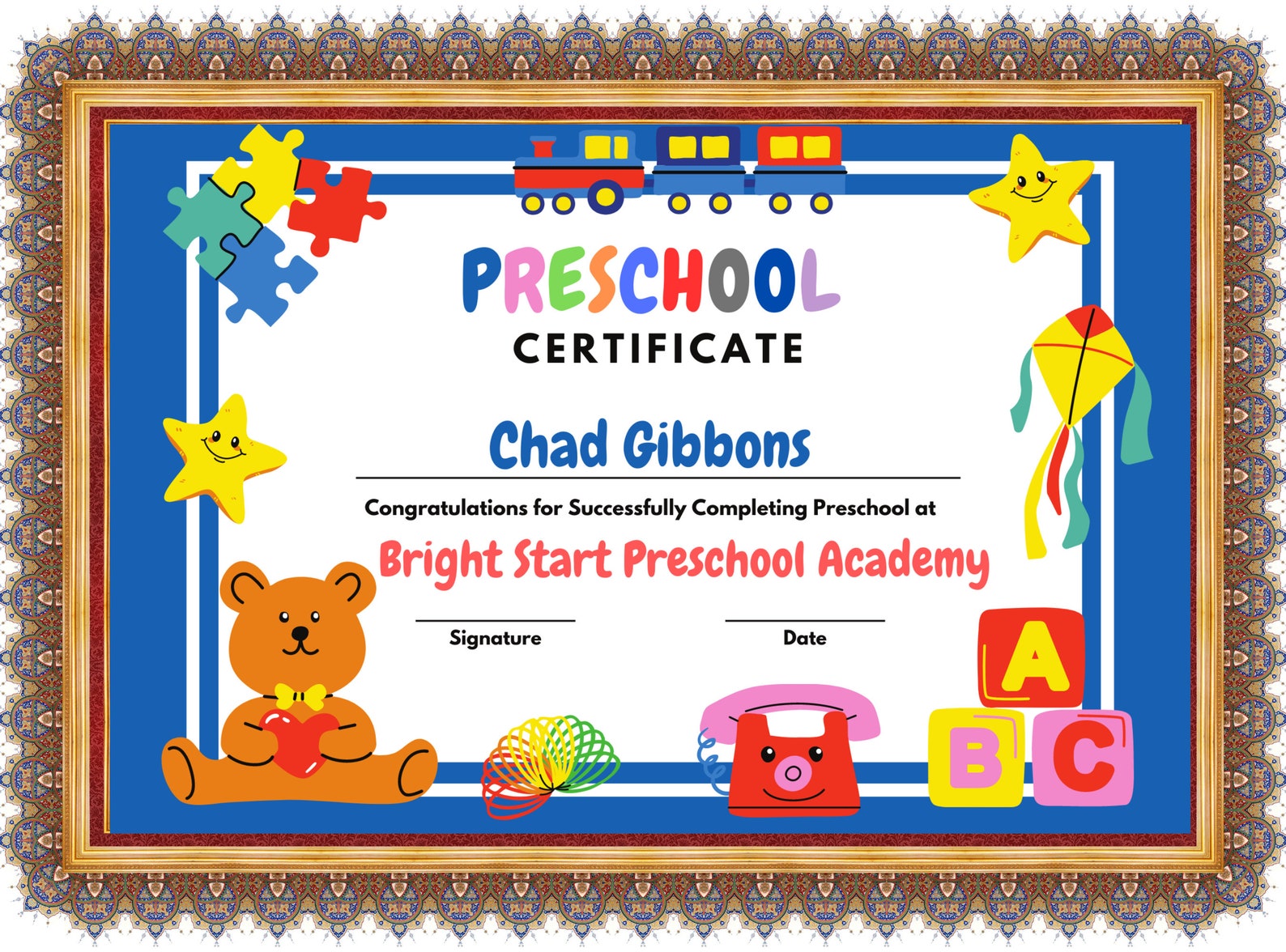 Editable Preschool Diploma Printable School Diploma Certificate School ...