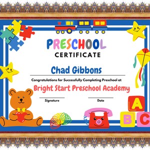 Editable Preschool Diploma| Printable School Diploma Certificate ...