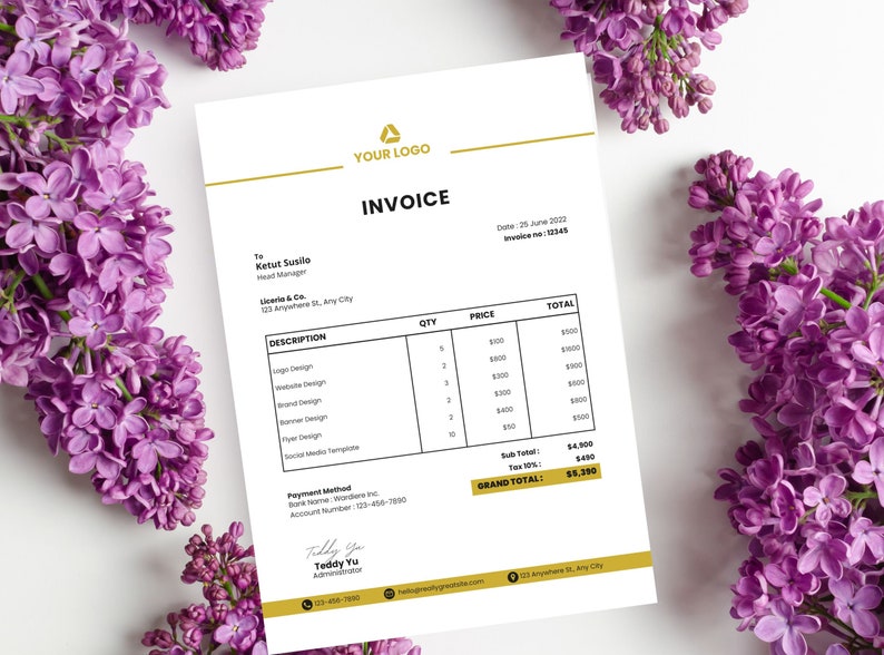 Invoice and Receipt Template Canva Professional Editable Design ...