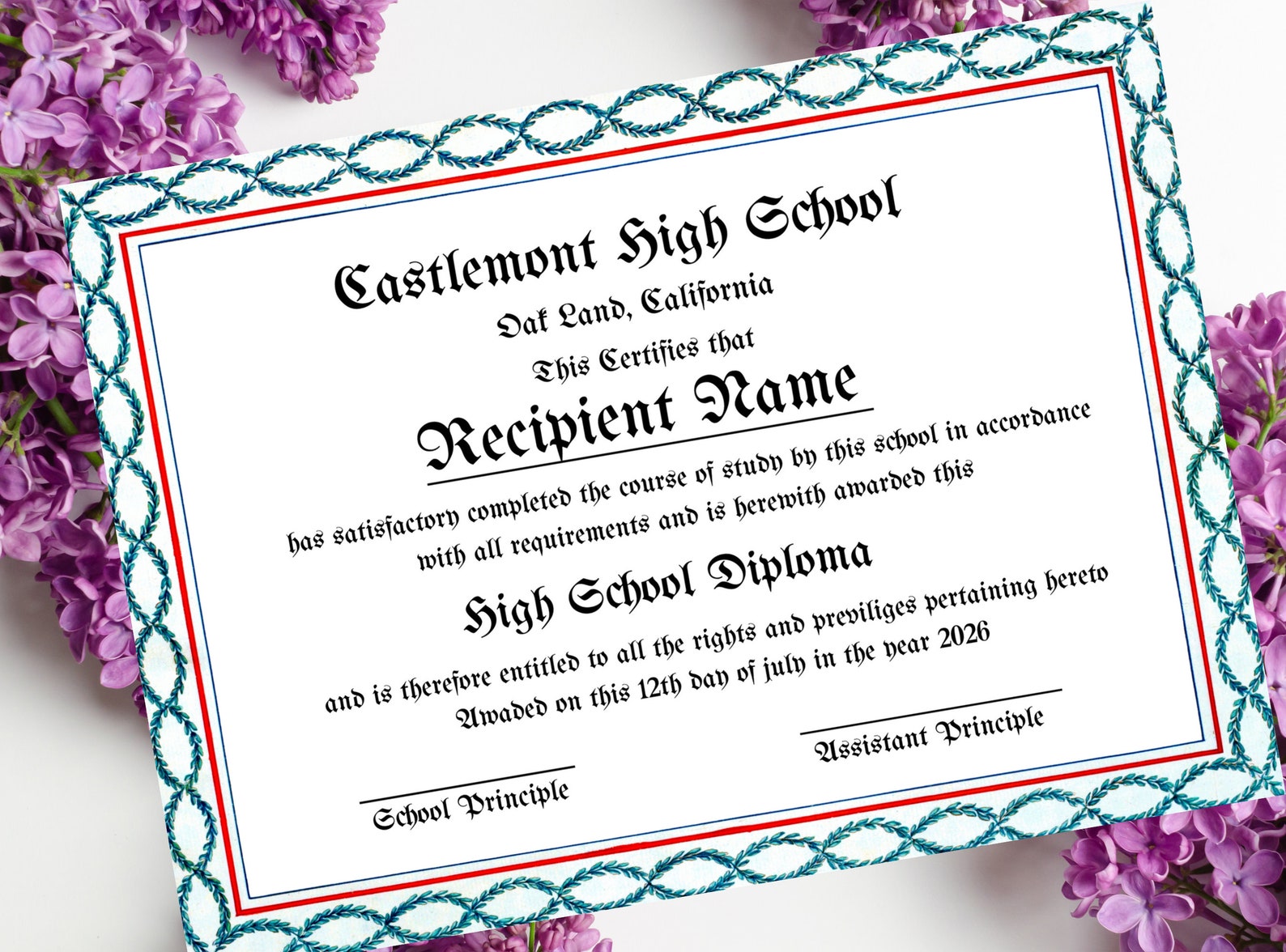 Editable High School Diploma Template Canva Editable Homeschool Diploma ...