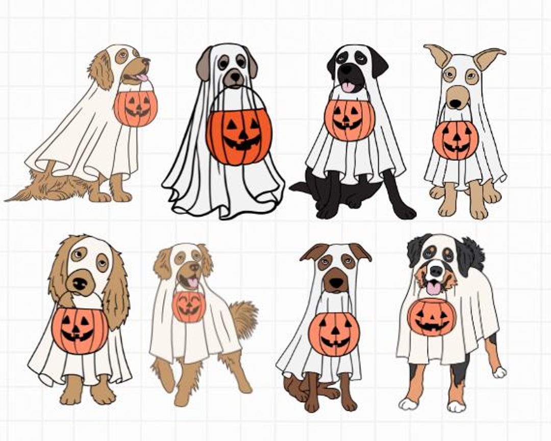 Ghost Dog Halloween Svg , Ghost Dog Retro Spooky Season Svg , Сute ...