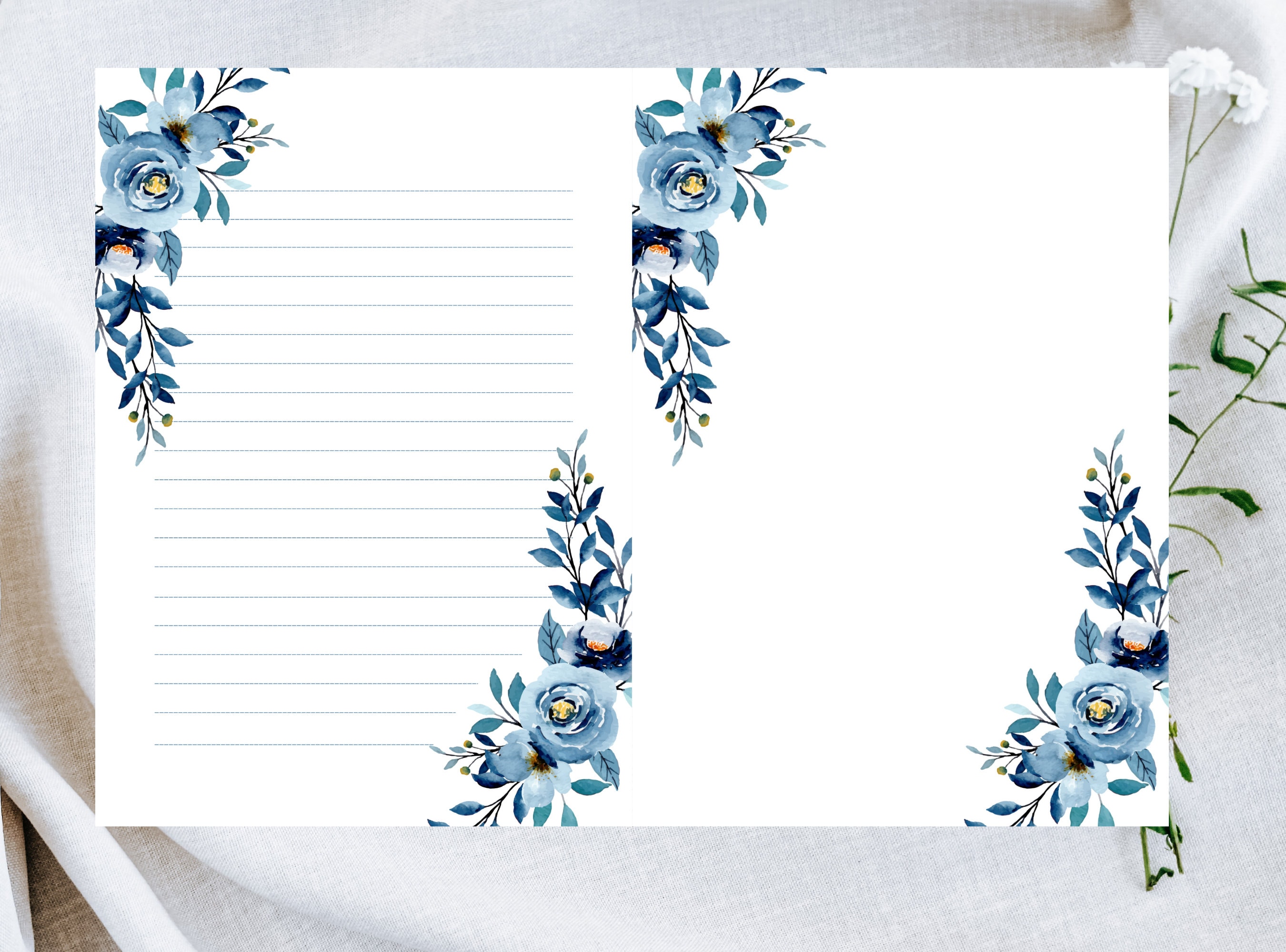 Floral Lined Paper Floral Unlined Paper Printable Stationery - Etsy