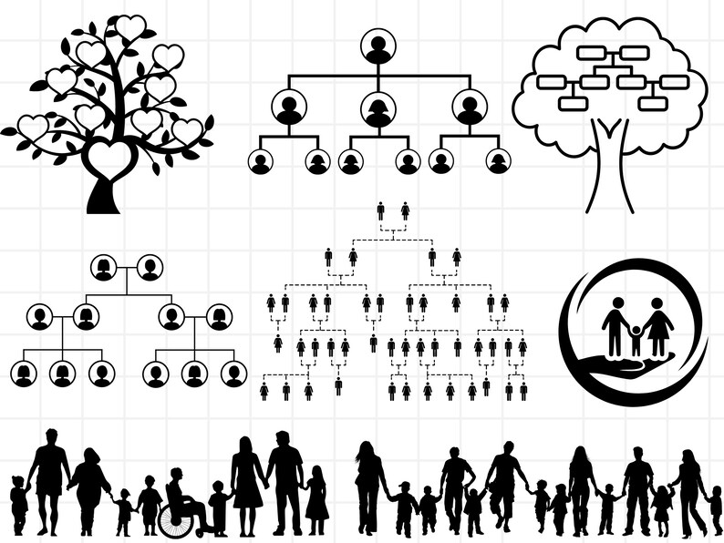 Family Tree SVG Bundle: All Members, Tree of Life Cut Files (digital ...