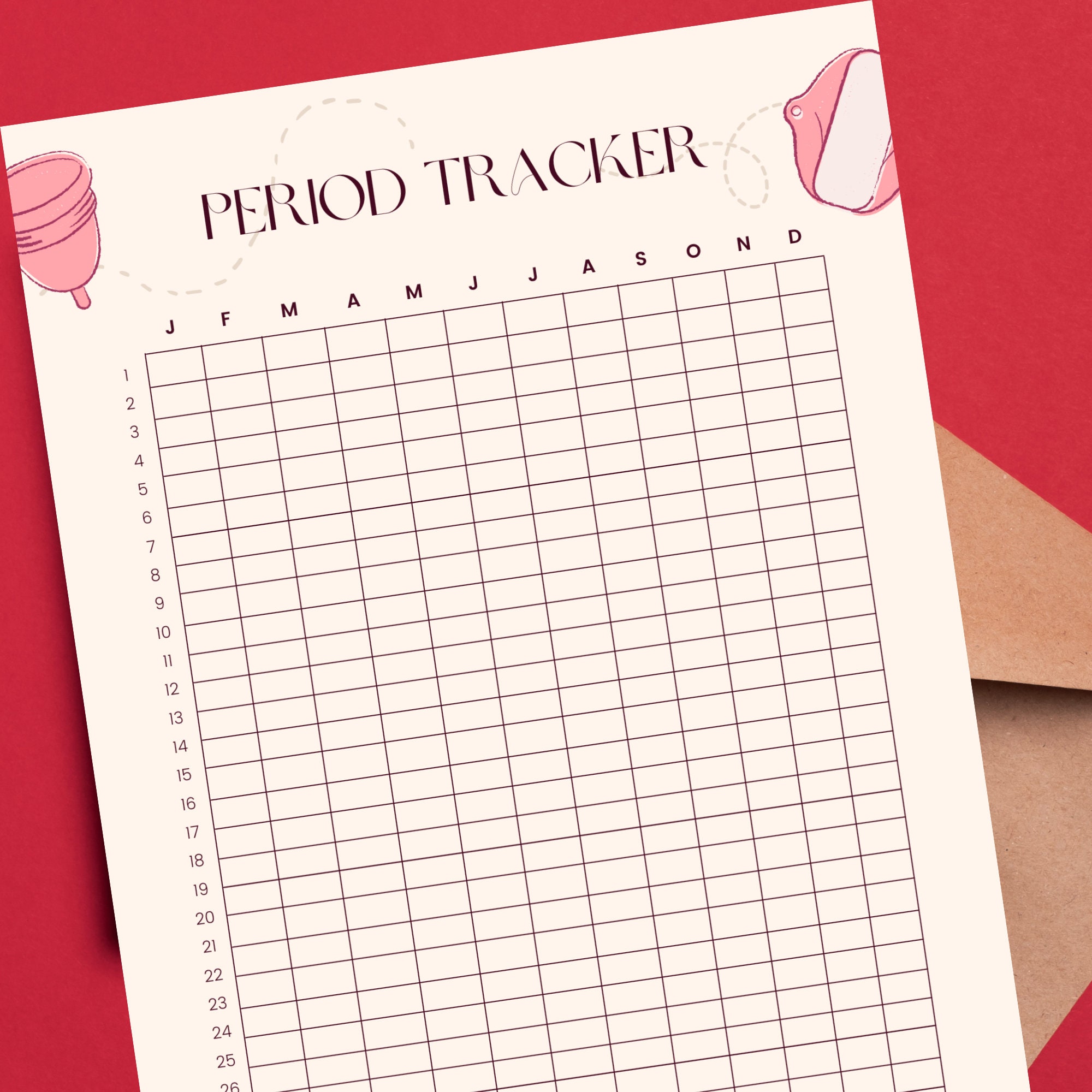Minimalist Period Tracker: A4 Printable Fertility & Ovulation Log ...
