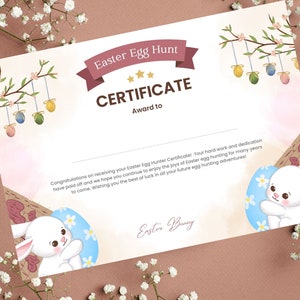 Easter Bunny Certificate Printable, Printable Easter Gift Certificates ...