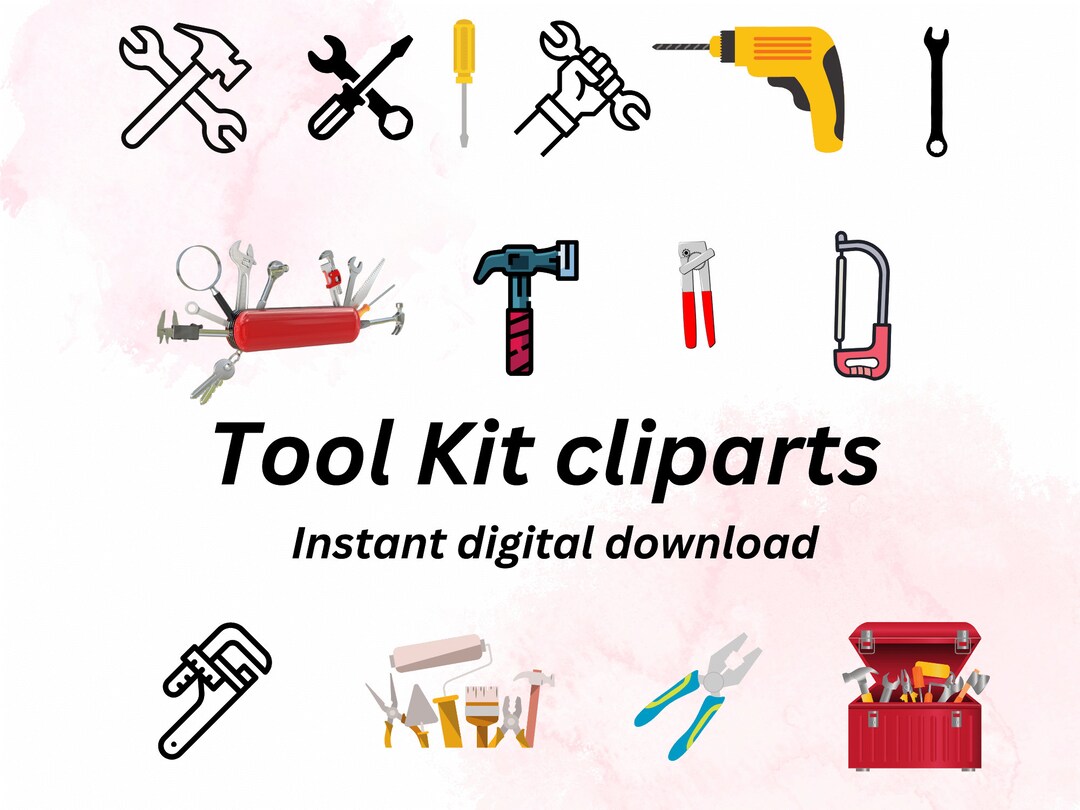 Tool Clipart Bundle, Watercolor PNG/JPG, Transparent Background, DIY ...