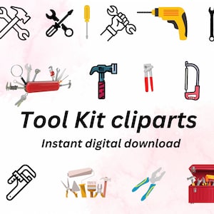 Tool Clipart Bundle, Watercolor PNG/JPG, Transparent Background, DIY ...