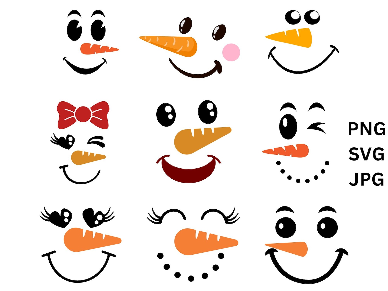 Snowman Faces Svg Snowman Svg Snowman Clipart Christmas Svg Snowman Cut ...