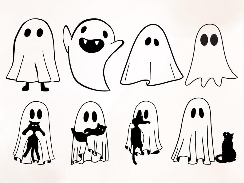 Cute Ghost Svg Bundle, Halloween Svg, Retro Halloween Svg, Ghost ...