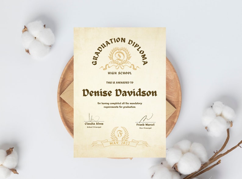 Editable High School Diploma Template, Diploma Certificate, Canva ...