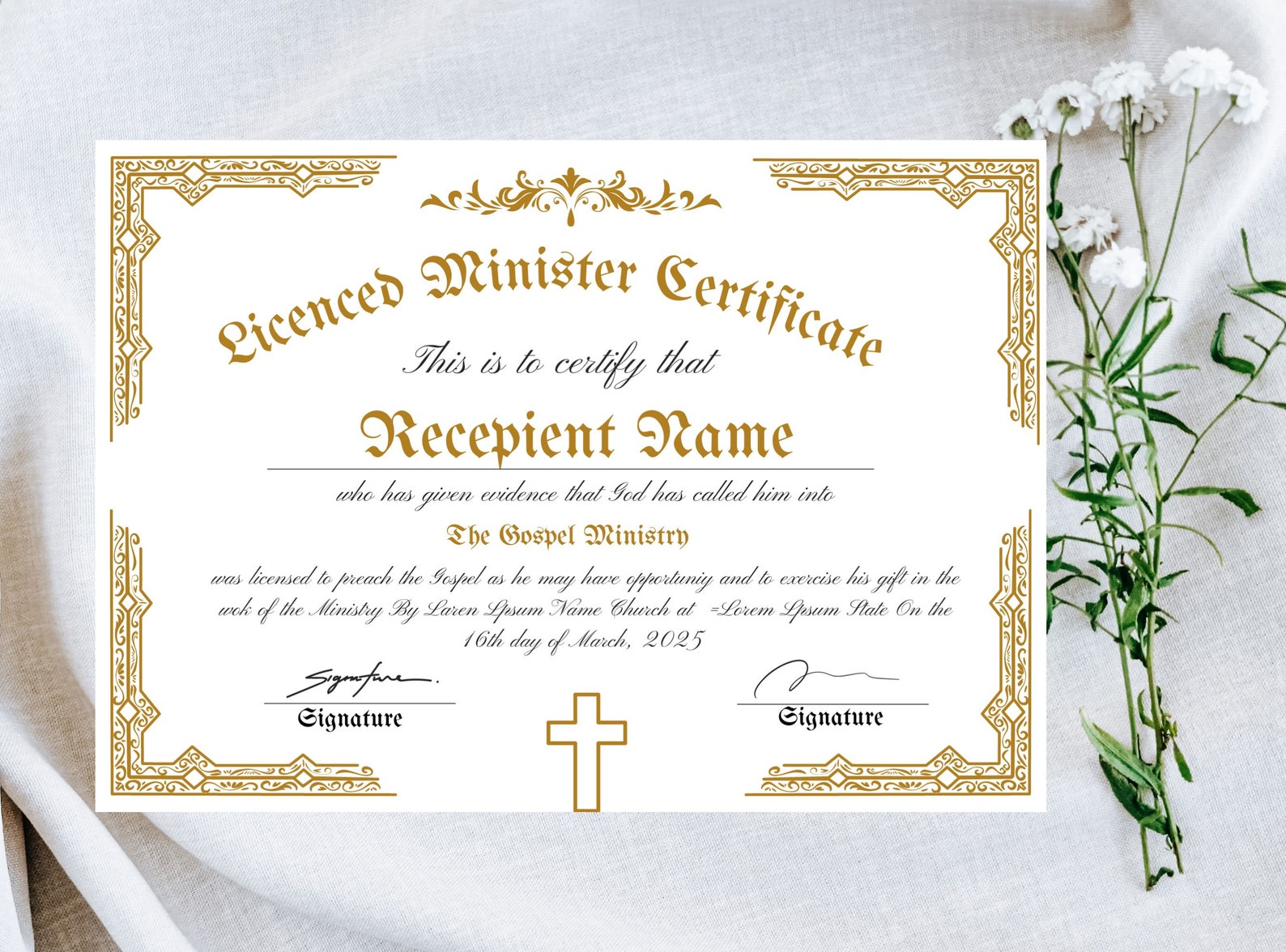 Editable Licensed Minister Certificate Template| Printable Vintage ...