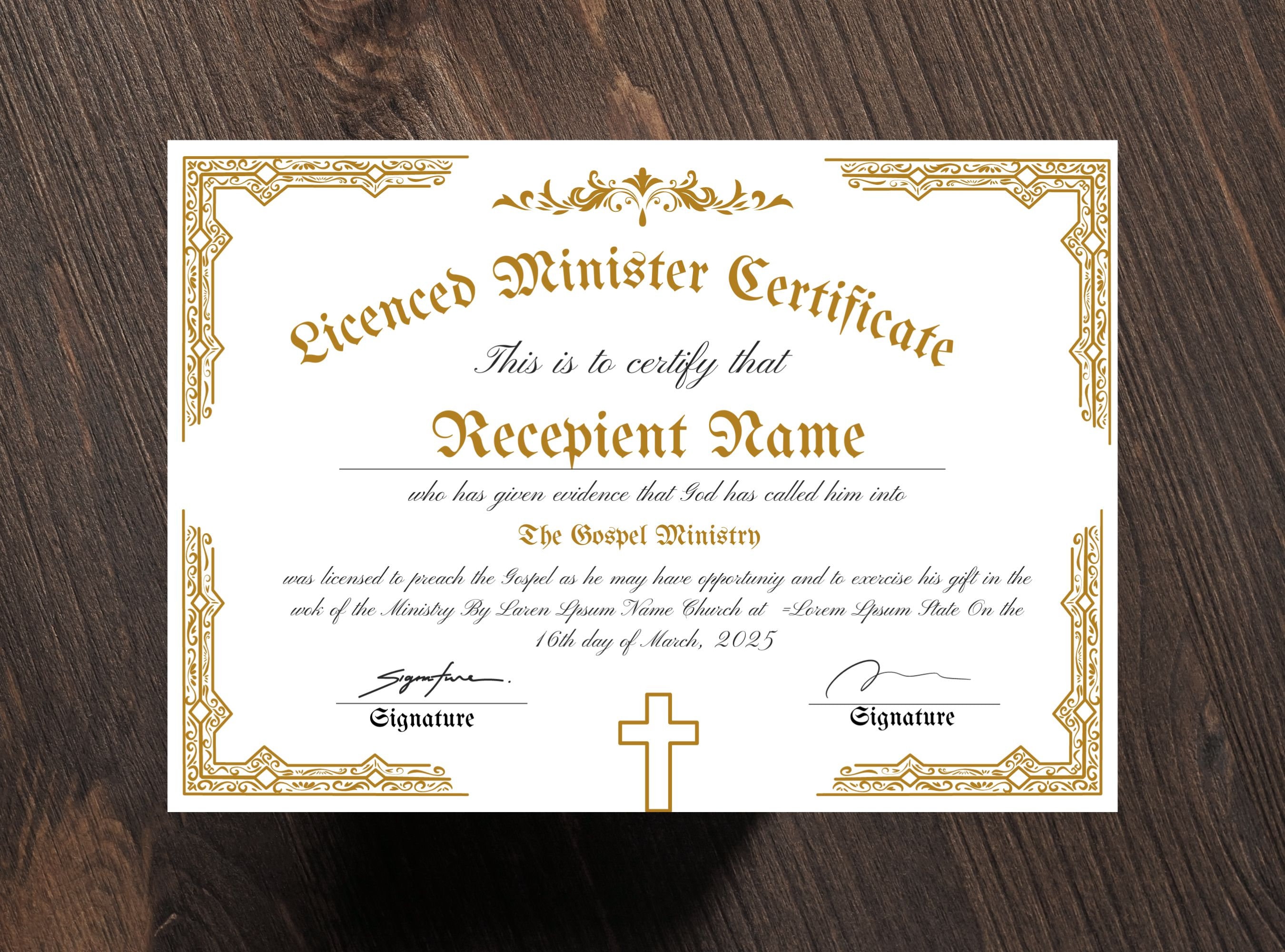 Editable Licensed Minister Certificate Template| Printable Vintage ...