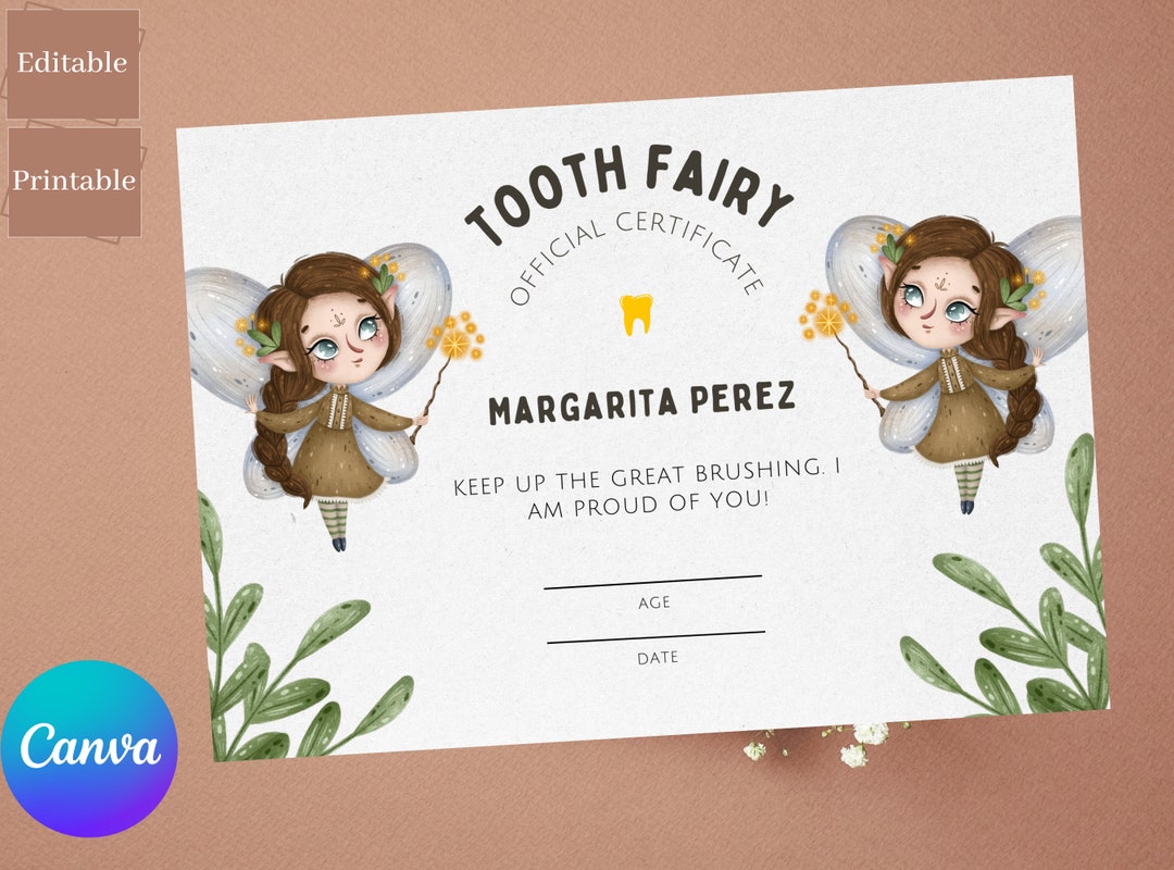 Tooth Fairy Certificate for Girl| Loss of First Tooth |tooth Fairy ...