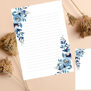 Floral Lined Paper, Floral Unlined Paper, Printable Stationery Field ...