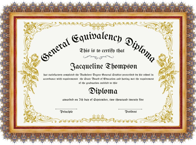 Editable Ged Diploma\ General Equivalency Diploma\ High School Diploma ...