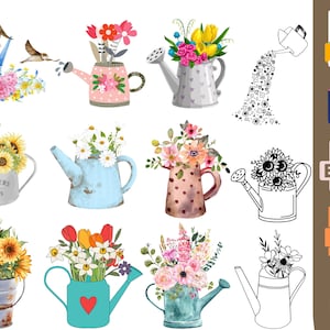 Watering Can SVG\ Watering Can With Flowers\ Floral Watering Can Cut ...