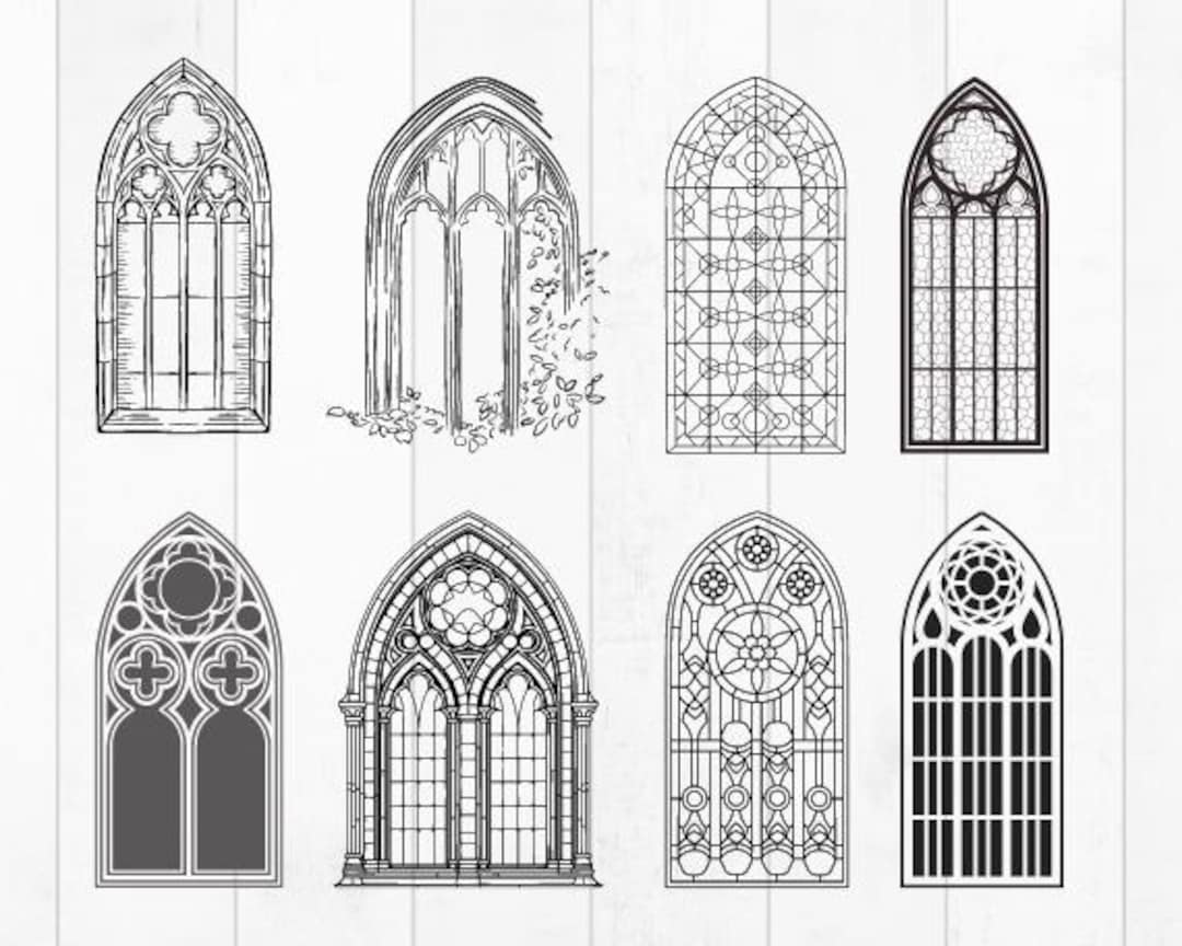 Gothic Window SVG Bundle, Church Window Svg, Gothic Window Dxf, Gothic ...