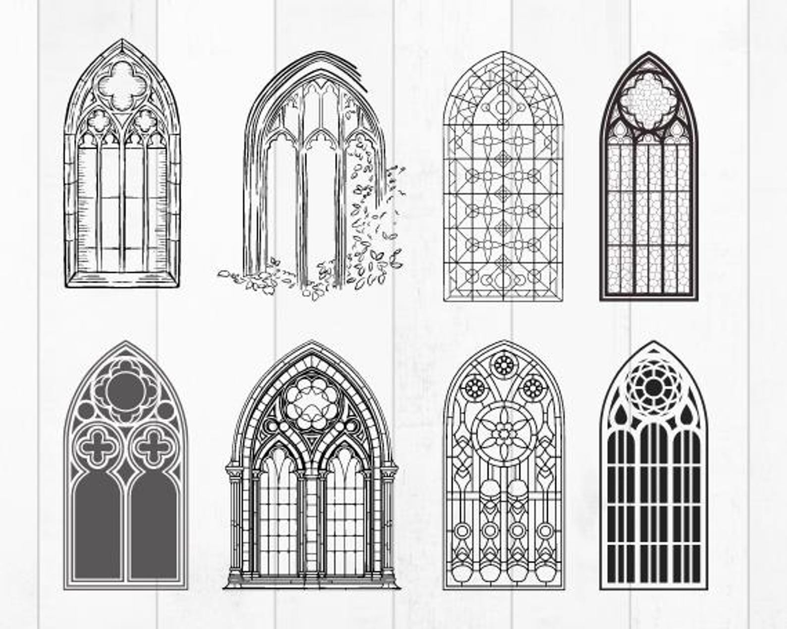 Gothic Window SVG Bundle, Church Window Svg, Gothic Window Dxf, Gothic ...