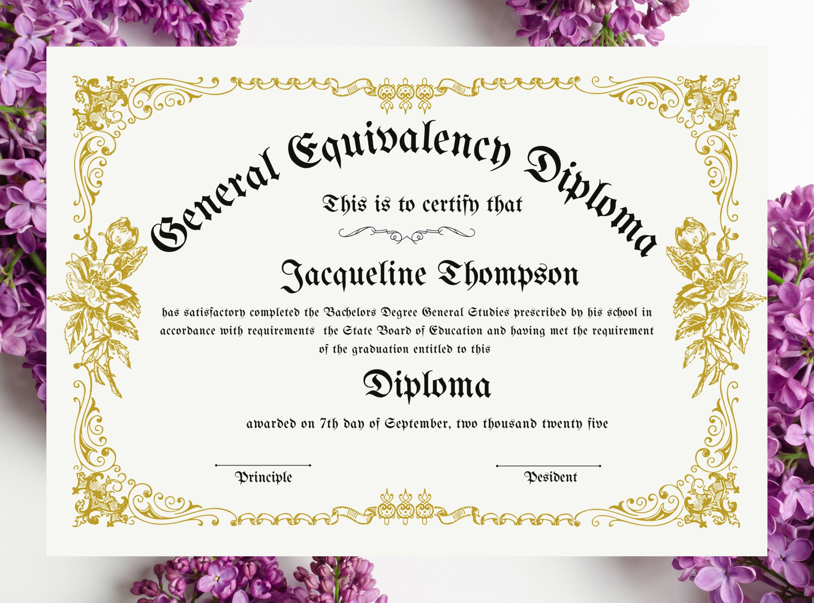 Editable Ged Diploma General Equivalency Diploma High School Diploma ...