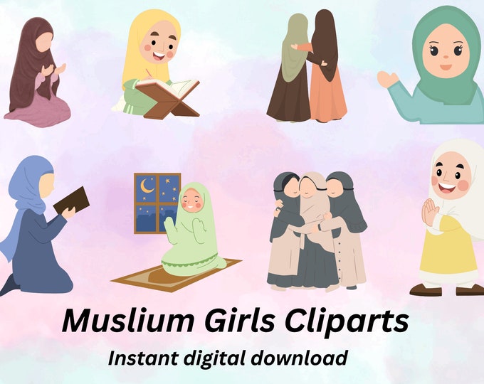 Muslim Girls Clipart\ Muslim Woman Svg\ Beautiful Girl With Hijab PNG ...