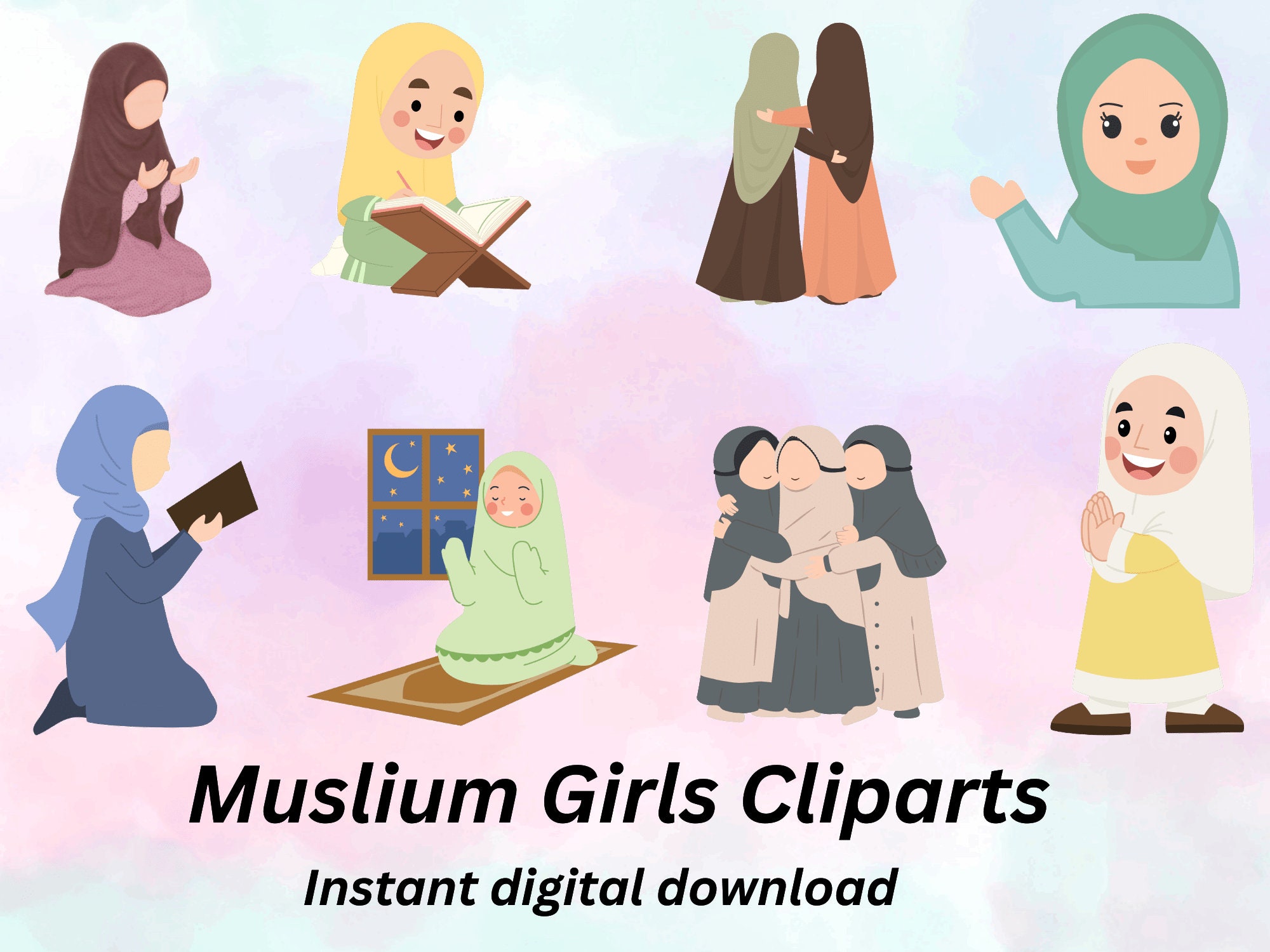 Muslim Girls Svg, Muslim Woman Svg, Beautiful Girl With Hijab SVG ...