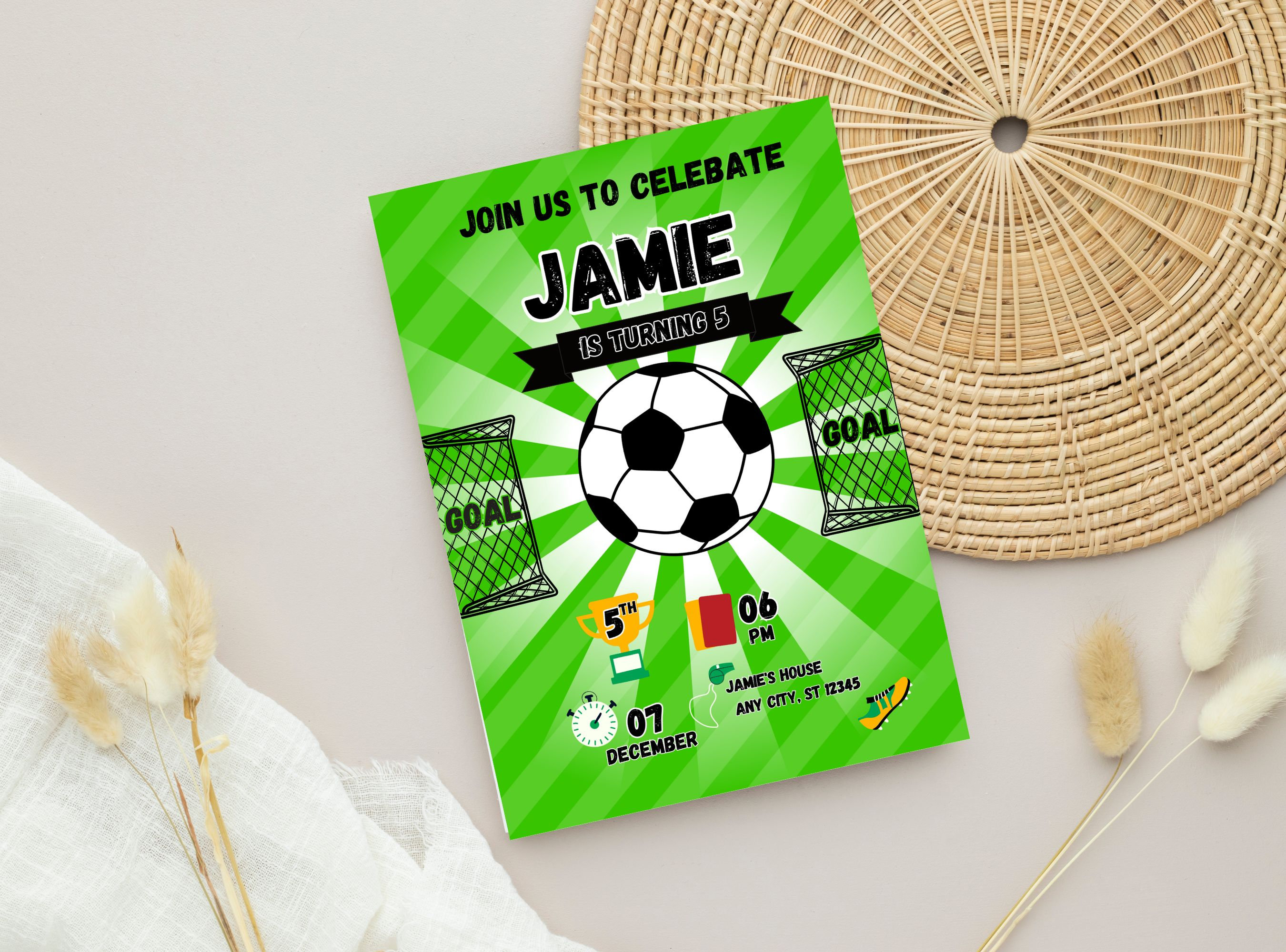 Editable Soccer Birthday Invitation Template/ Printable Birthday Party ...