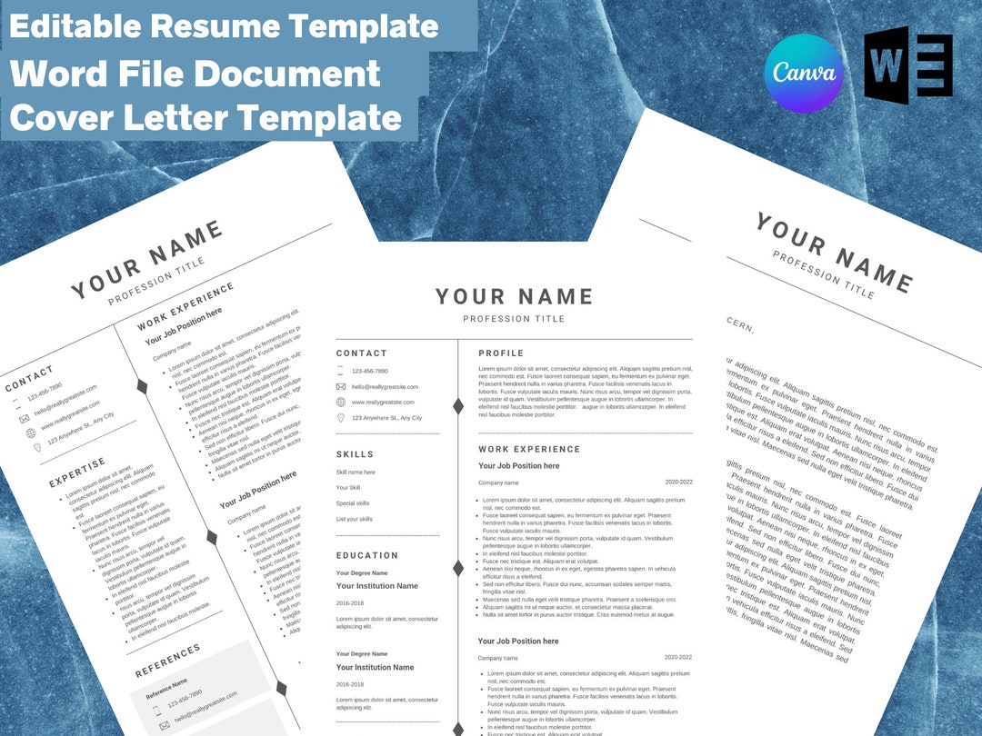 Resume Template Word Professional| Resume Template Word| Resume and ...