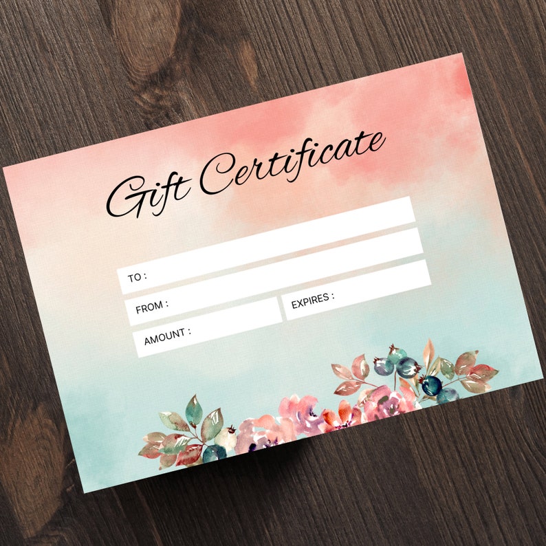 Gift Certificate Template Printable Gift Voucher Template Editable Gift ...