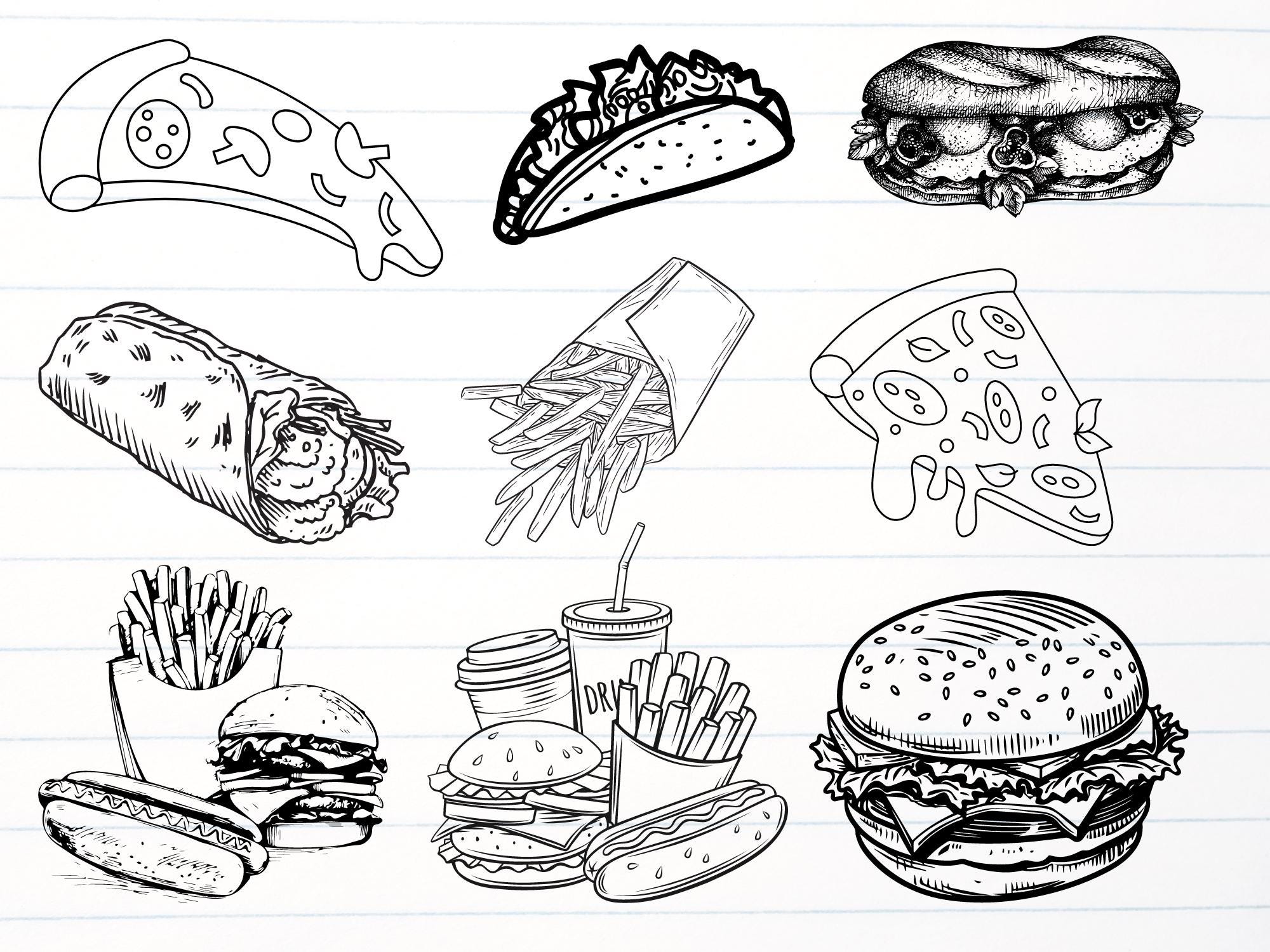 Doodle Fast Food Svg Food Svg Junk Food Svg Party Food Svg Friendship ...