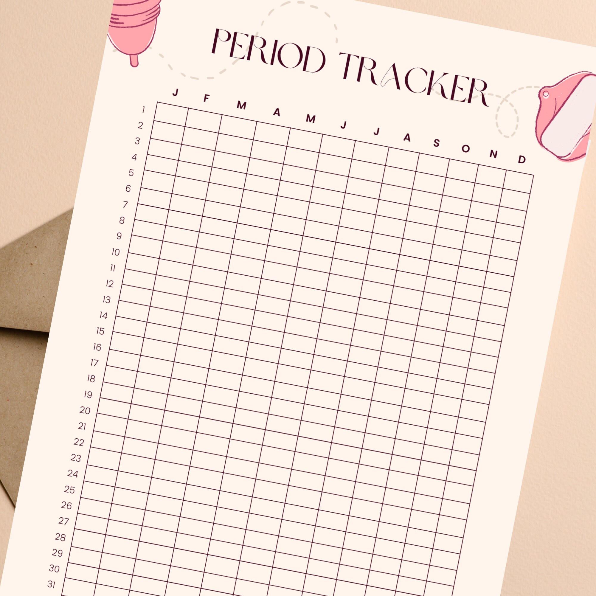 Minimalist Period Tracker: A4 Printable Fertility & Ovulation Log ...