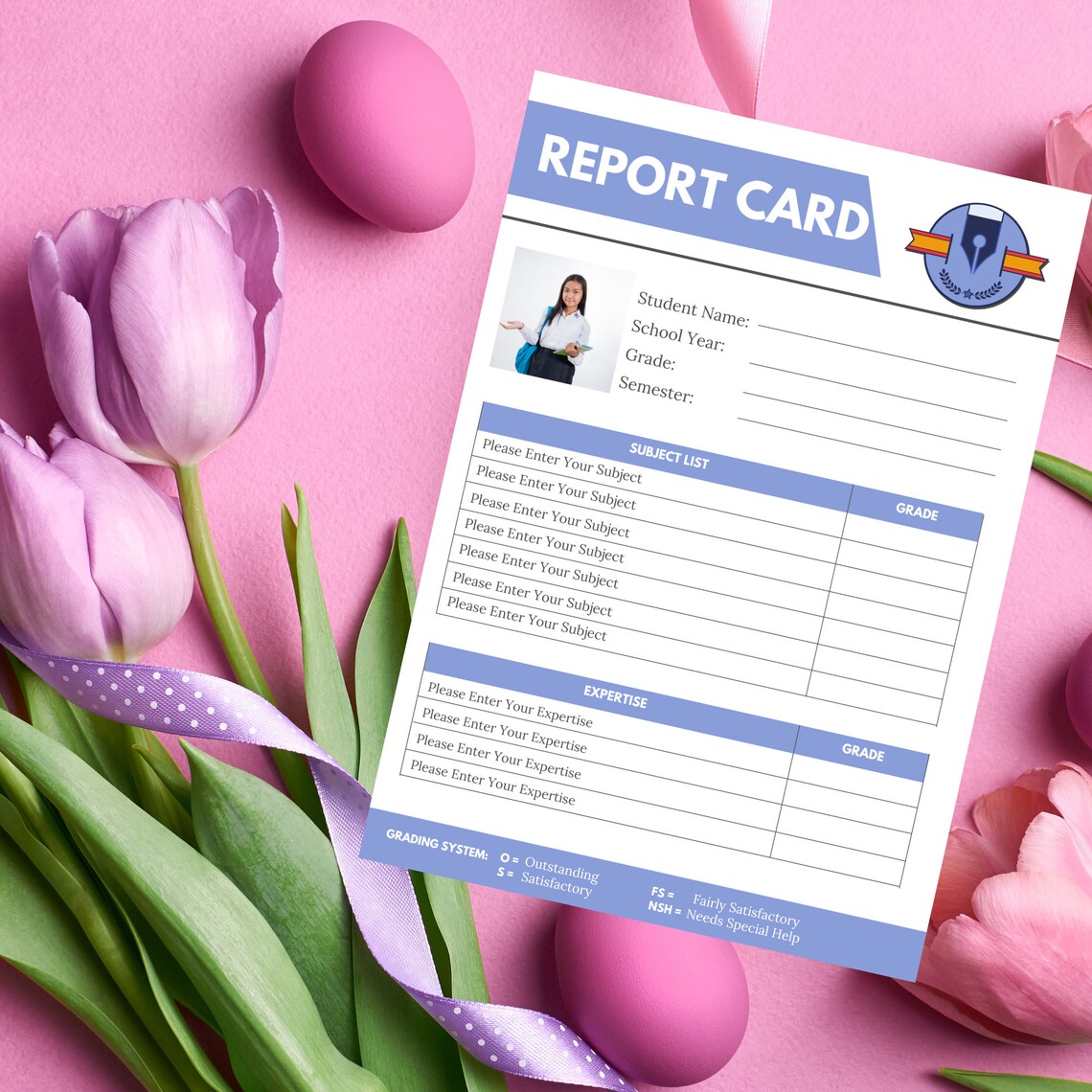 Plantilla de boleta de calificaciones Plantilla de boleta de - Etsy México