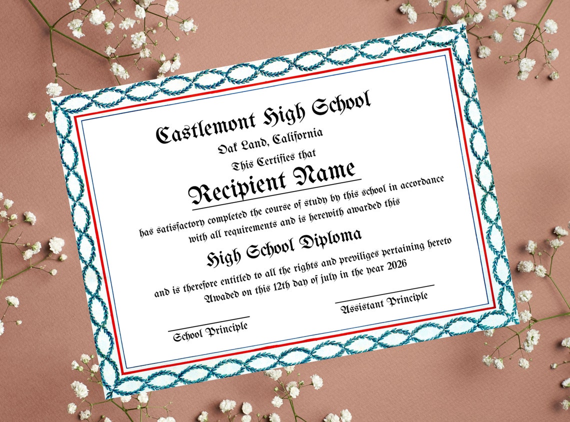 Editable High School Diploma Template Canva Editable Homeschool Diploma ...