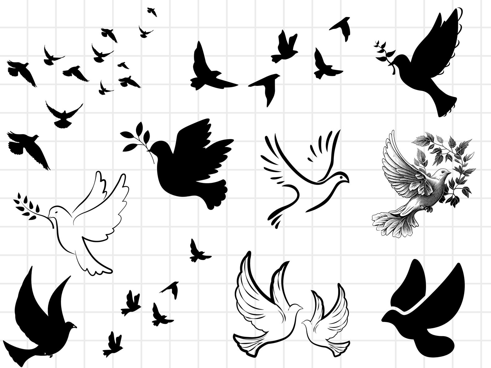 Dove SVG Bundle, Dove PNG Bundle, Dove Clipart, Pigeon SVG Cut Files ...