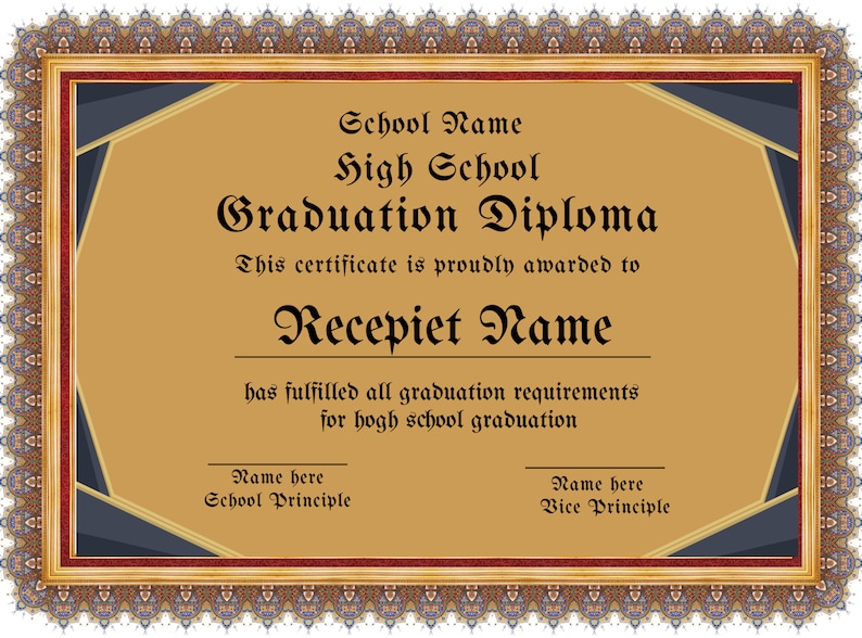 Editable Highschool Diploma Template Minimalist Printable - Etsy