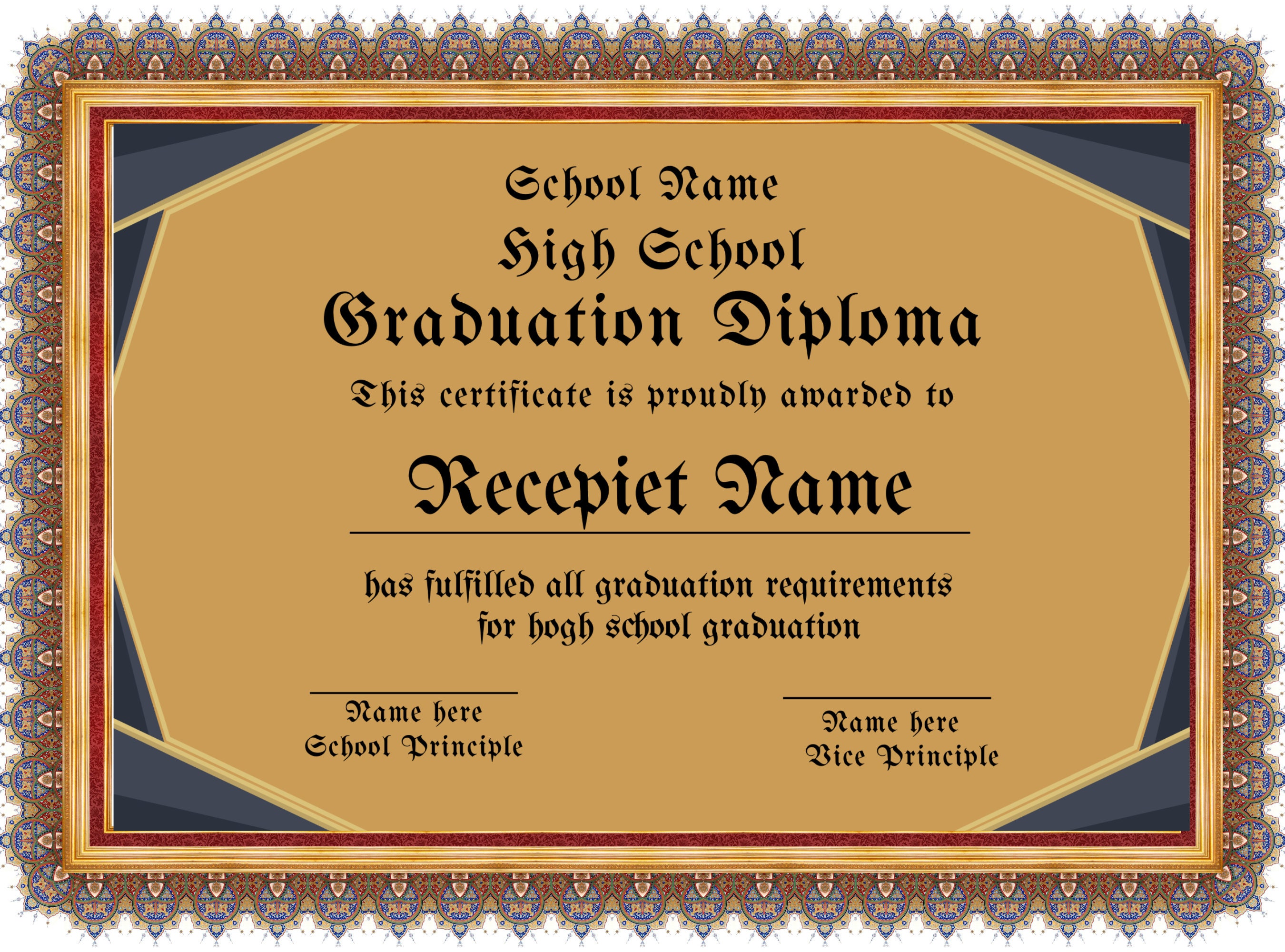 Editable Highschool Diploma Template Minimalist Printable Homeschool ...
