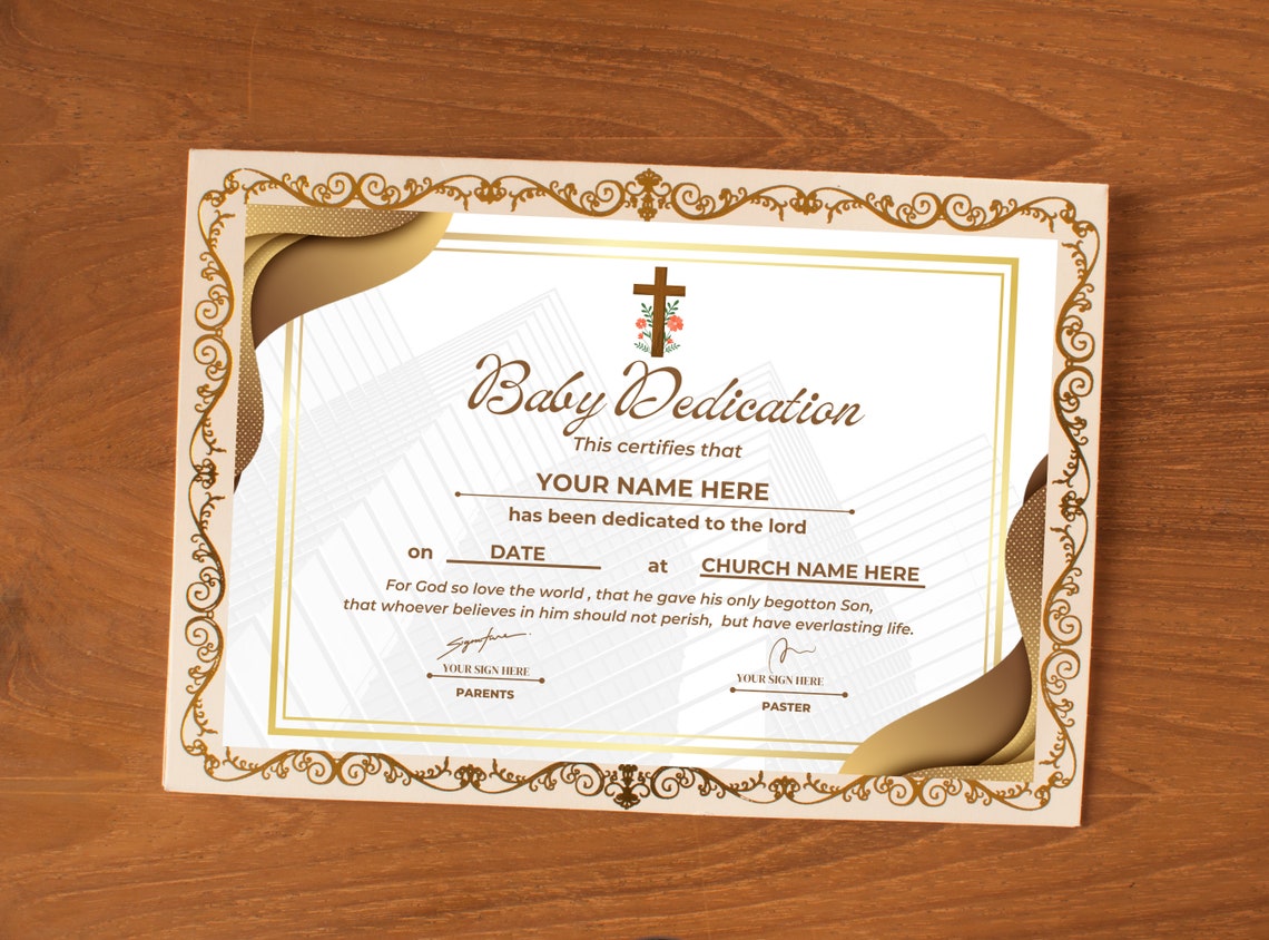Editable Baby Dedication Certificate Template Baptism Baby Christening ...
