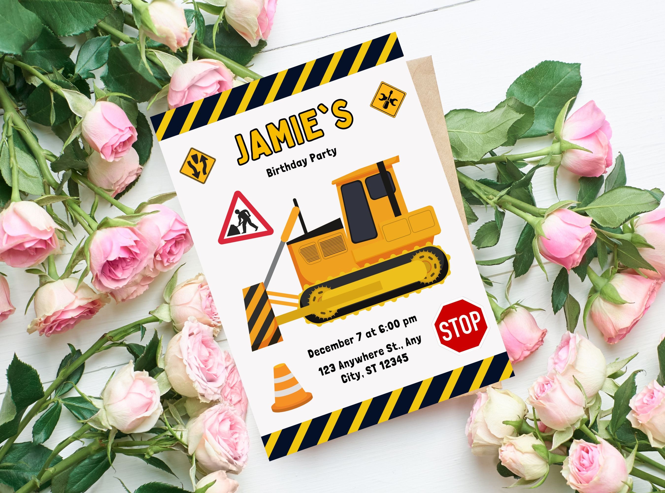 Construction Birthday Party Invitation Template/ Construction ...